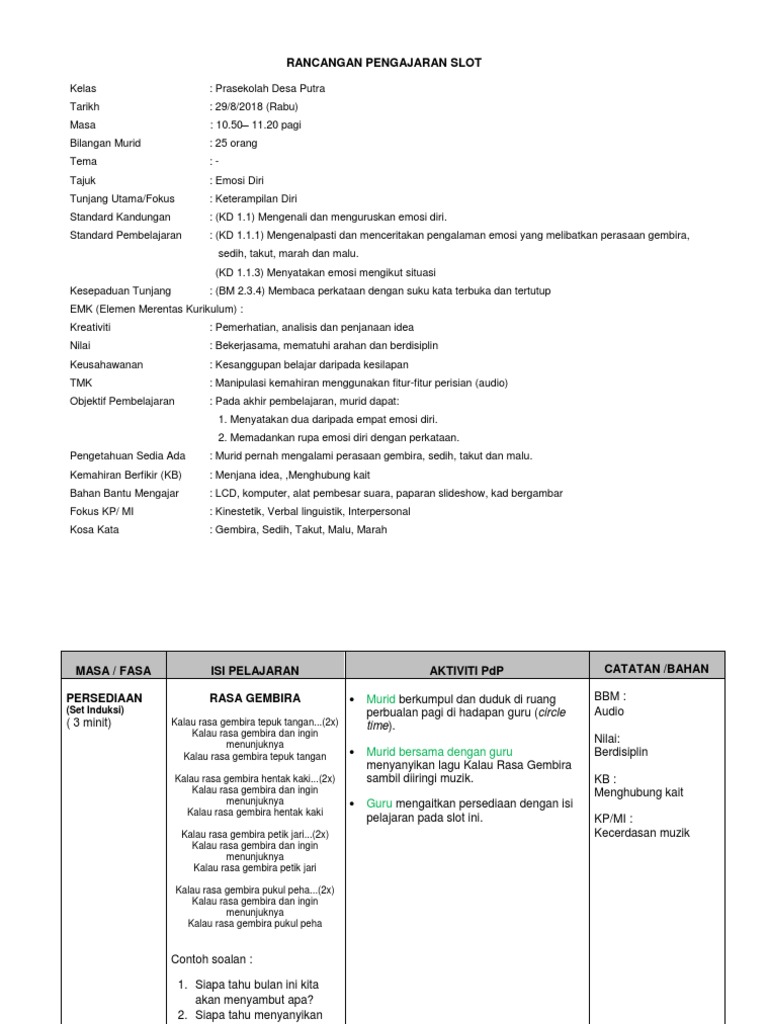RPS Emosi Diri (Keterampilan Diri) | PDF