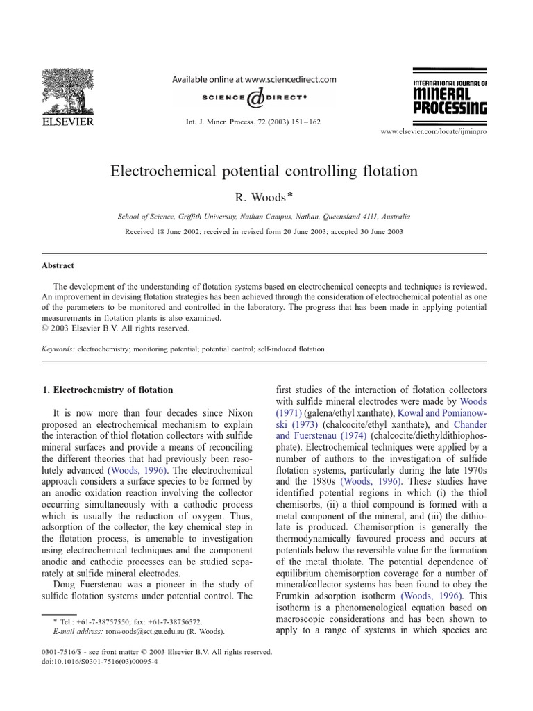 Electrochemical Potential Controlling Flotation | PDF ...