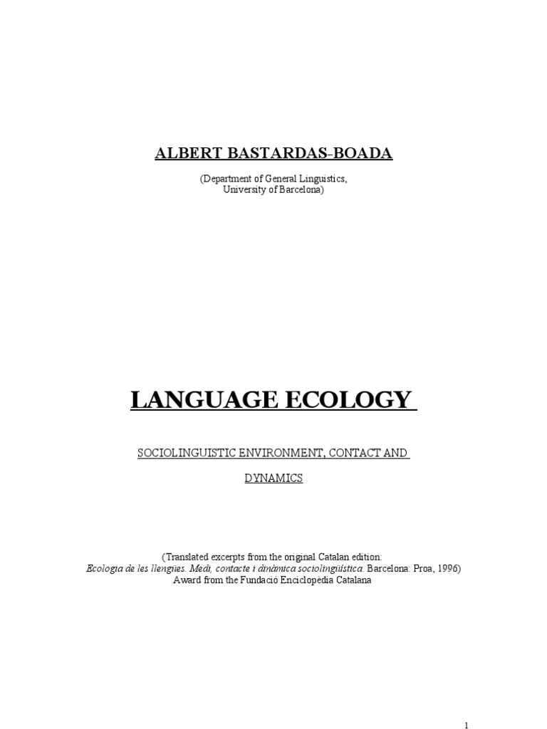 Language Ecology Sociolinguistic Environment Contact and Dynamics | PDF | Dialect | Linguistics