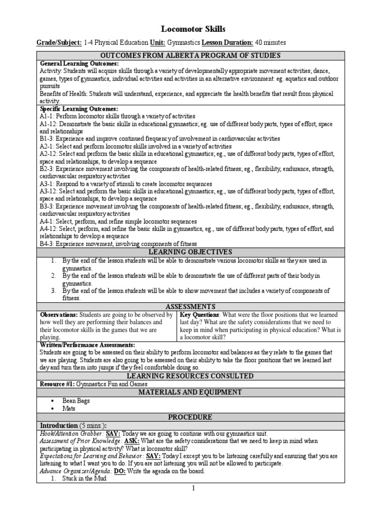 7 Locomotor Skills | PDF | Physical Fitness | Physical Education