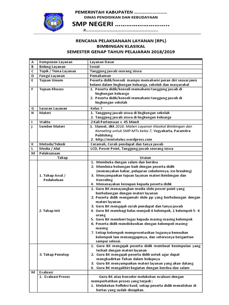 Rancangan Pemberian Layanan | PDF | Karier & Perkembangan