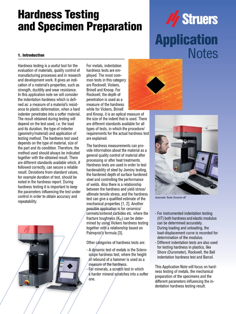 Application Note Hardness Testing | PDF | Hardness | Metals