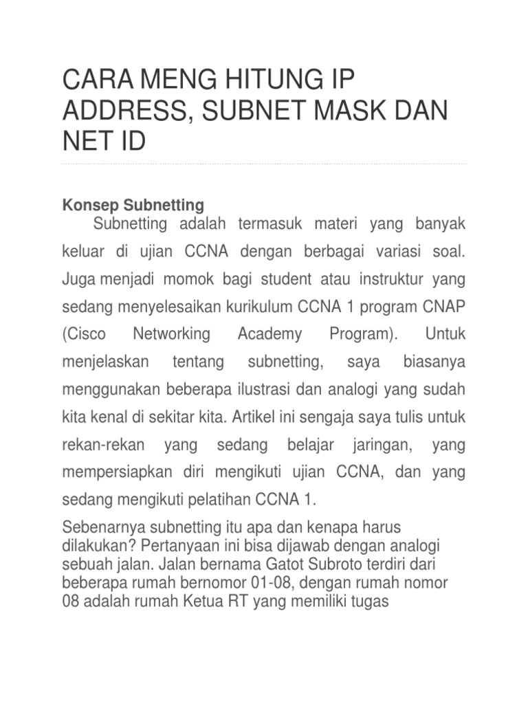 Cara Menghitung Ip Address | PDF