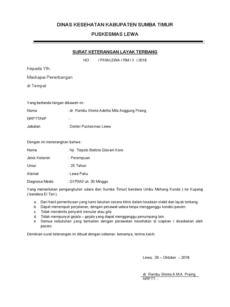 Surat Keterangan Layak Terbang | PDF | Sains & Matematika