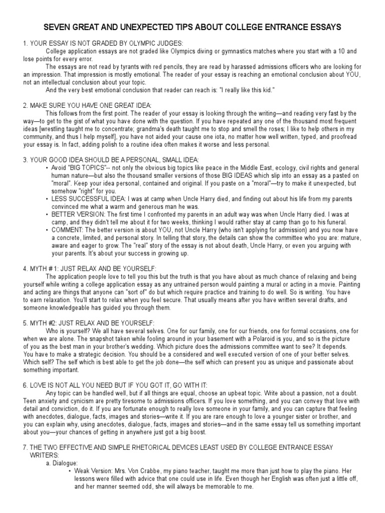 College Essay Tips | PDF | Essays