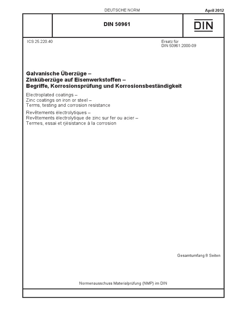 Din 50961 2012-04 | PDF