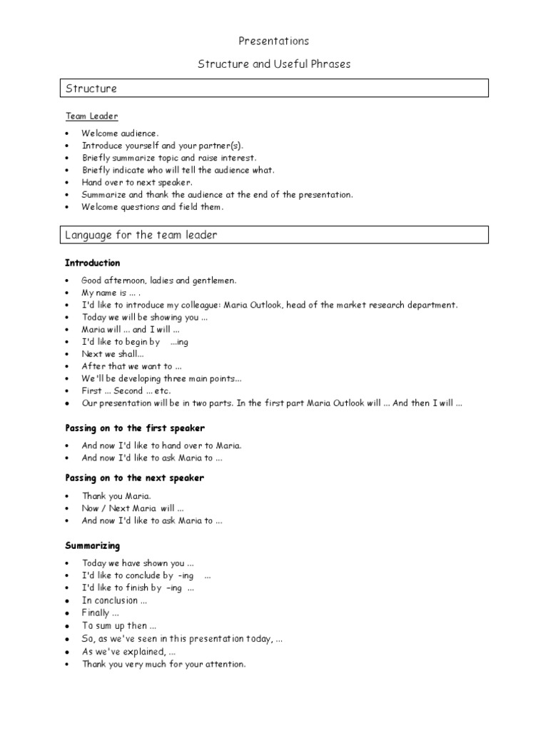 Presentation Phrases Pdf Question Reason