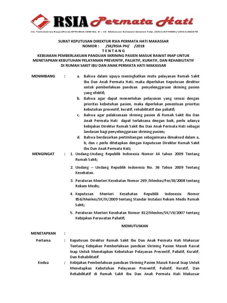 SK Pemberlakuan Panduan | PDF