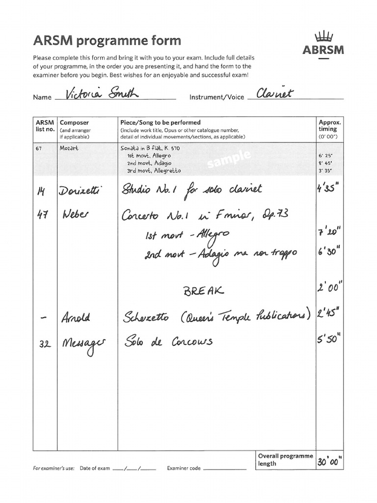 Sample a Rsm Programme Form