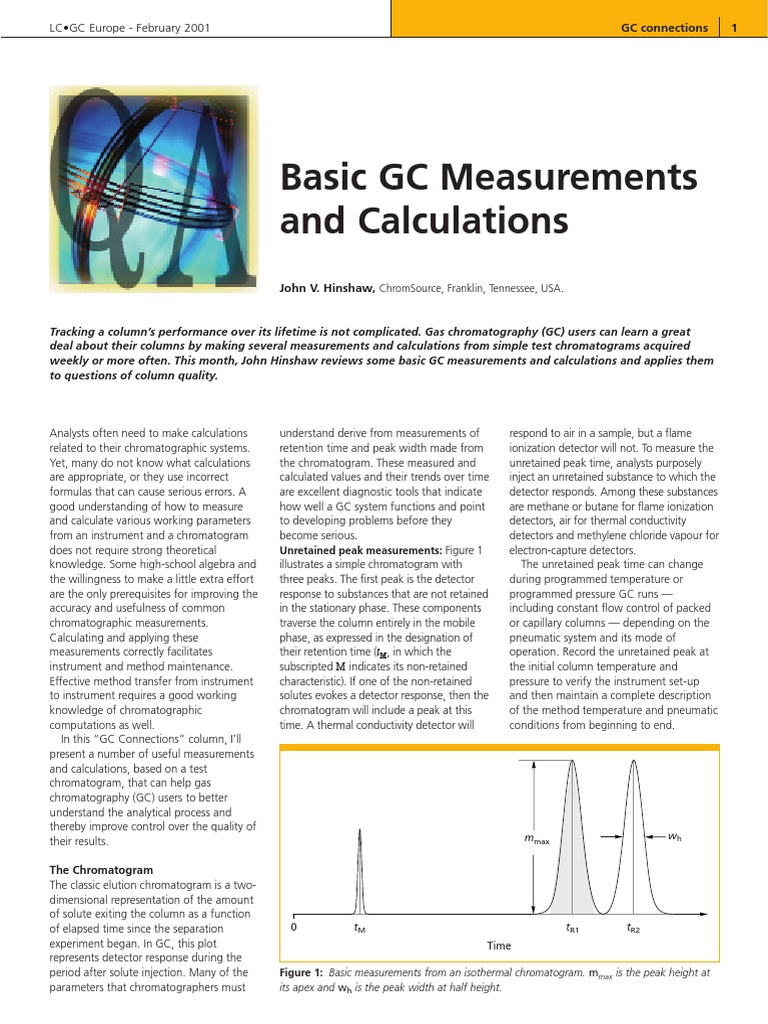 Basic GC Measurements and Calculations: LC - GC Europe - February 2001 ...