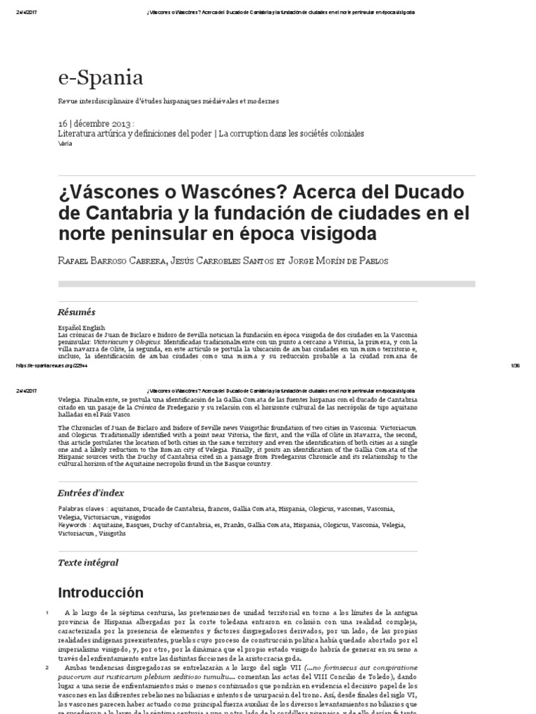 ¿Váscones o Wascónes - Acerca Del Ducado de Cantabria y La Fundación de ...