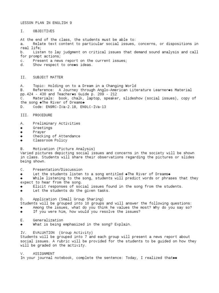 Grade 9 English Lesson on Social Issues | PDF