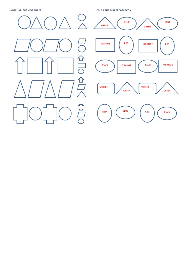 Underline The Next Shapecolor The Shapes Correctly | PDF