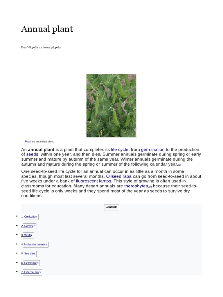 Annual Plant: Life Cycle Germination Seeds | Download Free PDF ...