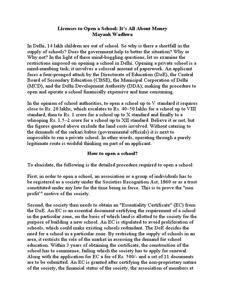 Licenses To Open A School | PDF | Salary | Employment