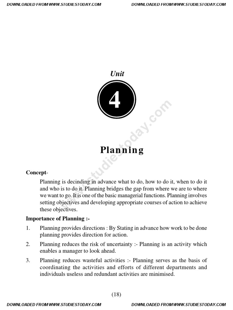 CBSE Class XII Business Studies - Planning Notes 2 | Download Free PDF ...