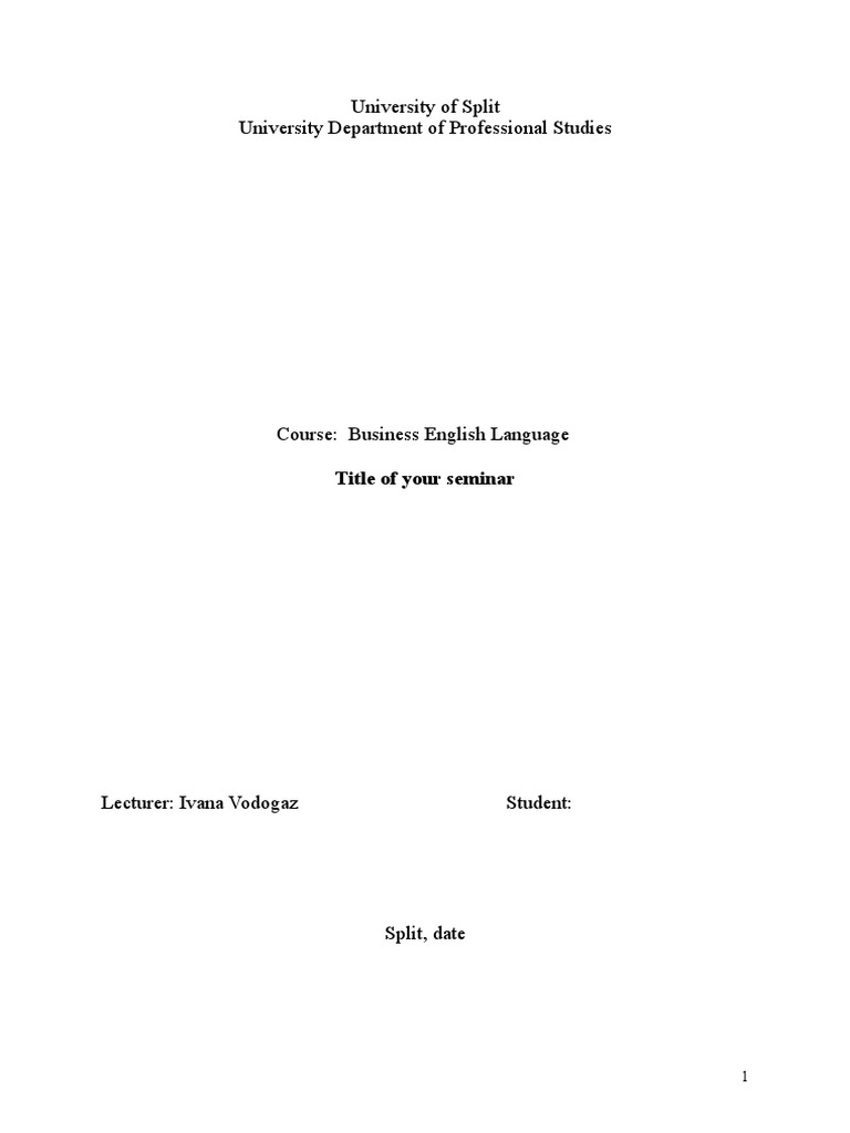 English I - Seminar Guidelines (5) - 1-2 | PDF | Citation | Books