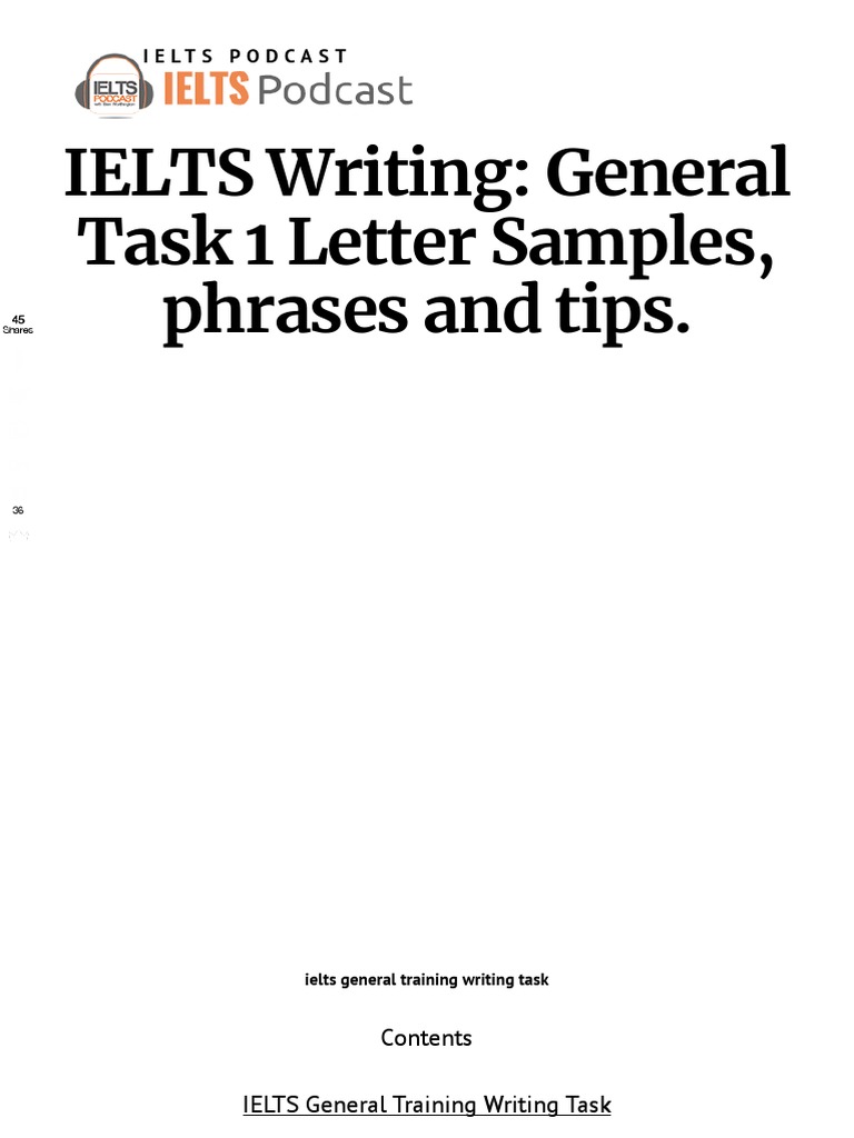 IELTS Writing: General Task 1 Letter Samples, Phrases and Tips ...