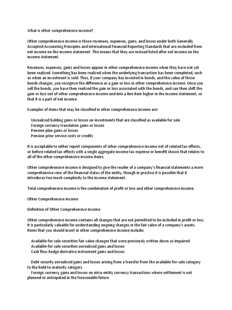 Other Comprehensive Income | PDF | Comprehensive Income | Income Statement