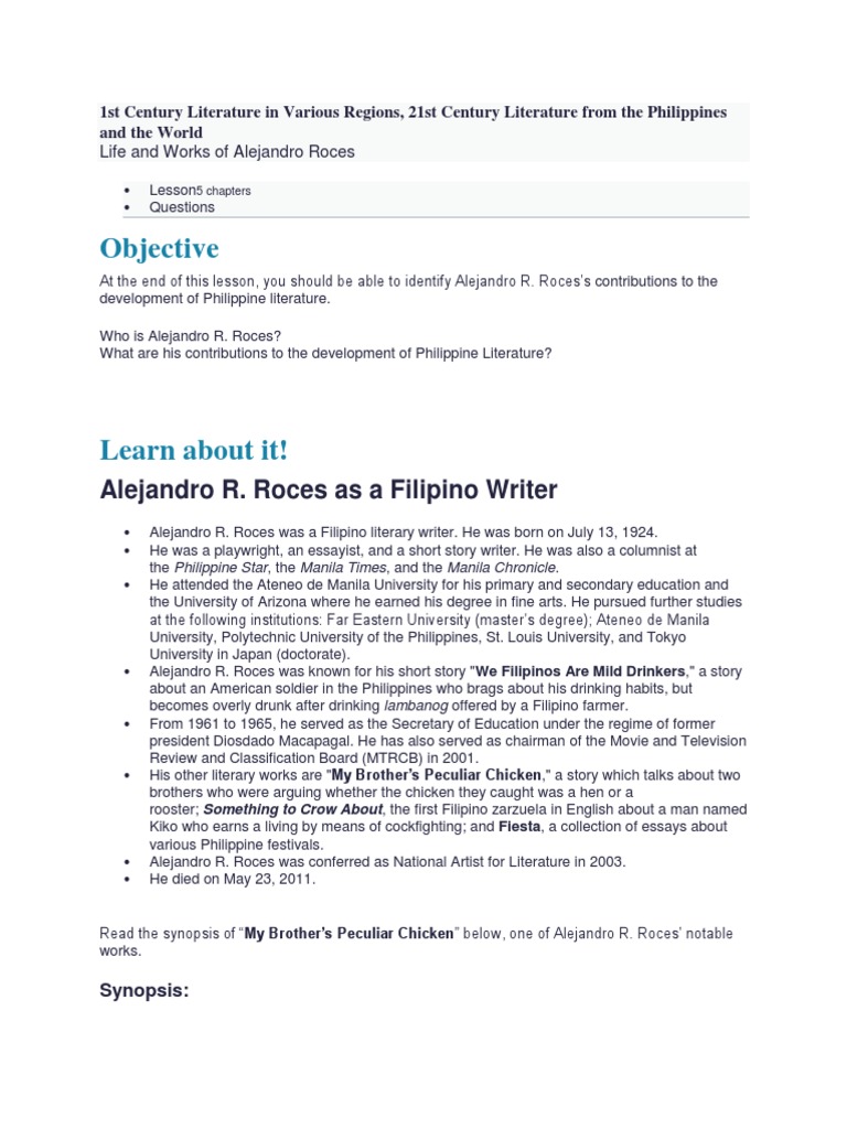 Life and Works of Alejandro Roces | PDF