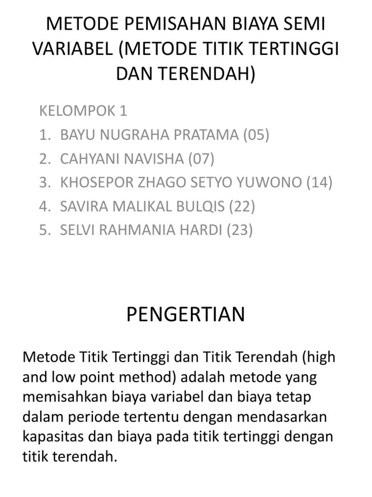 Metode Pemisahan Biaya Semi Variabel (Metode Titik | PDF
