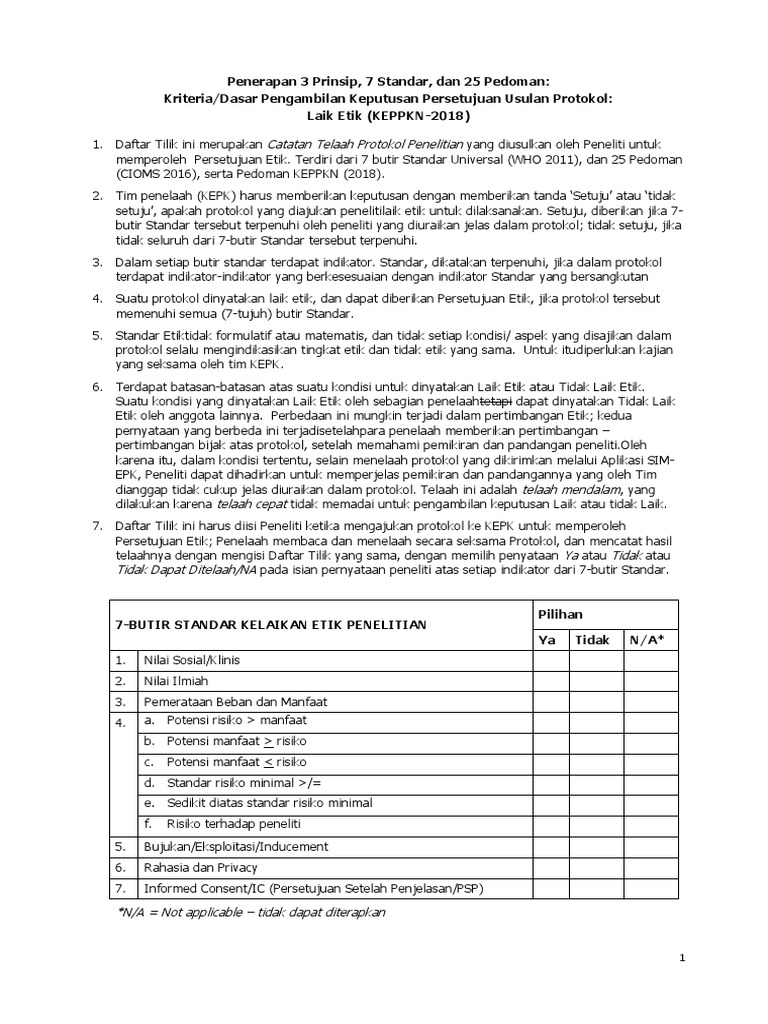 Check List 7 Standar Dan Indikator | PDF