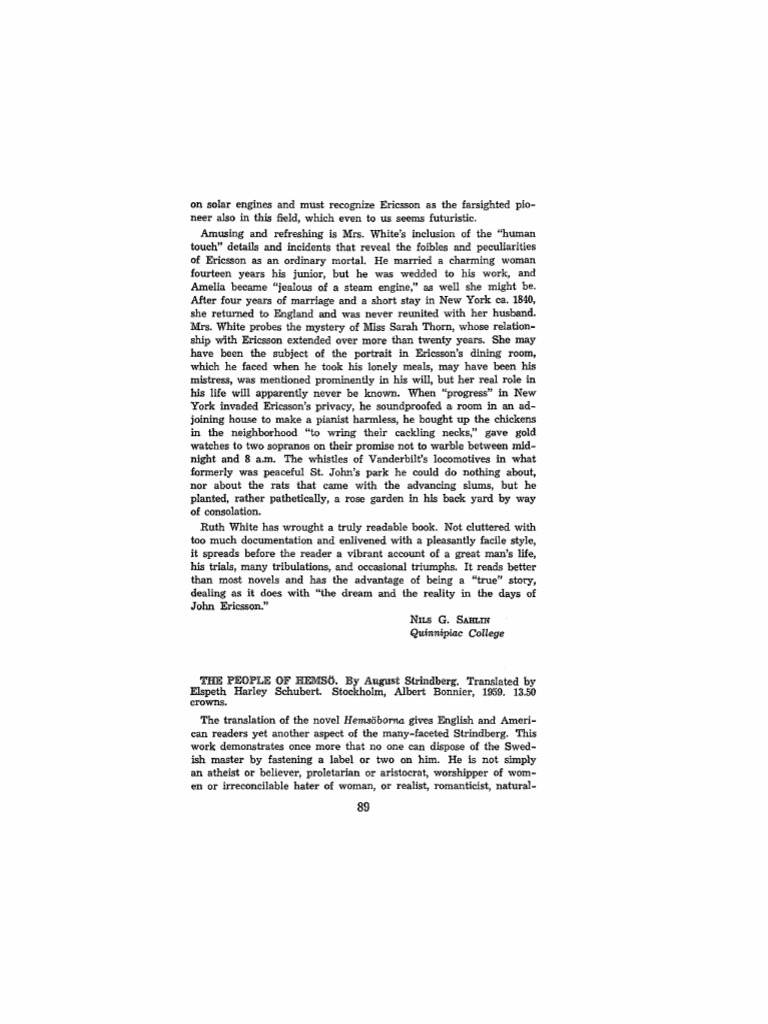 Book Review The People of Hems by August Strindberg | PDF