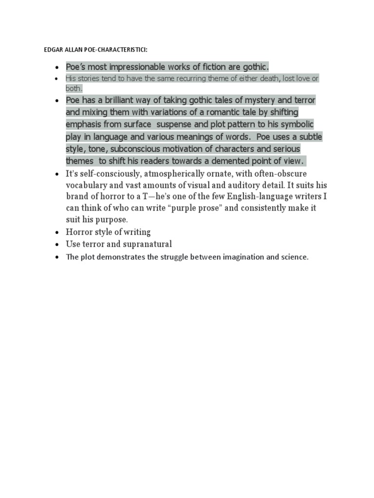 EDGAR ALLAN POE-characteristics | PDF