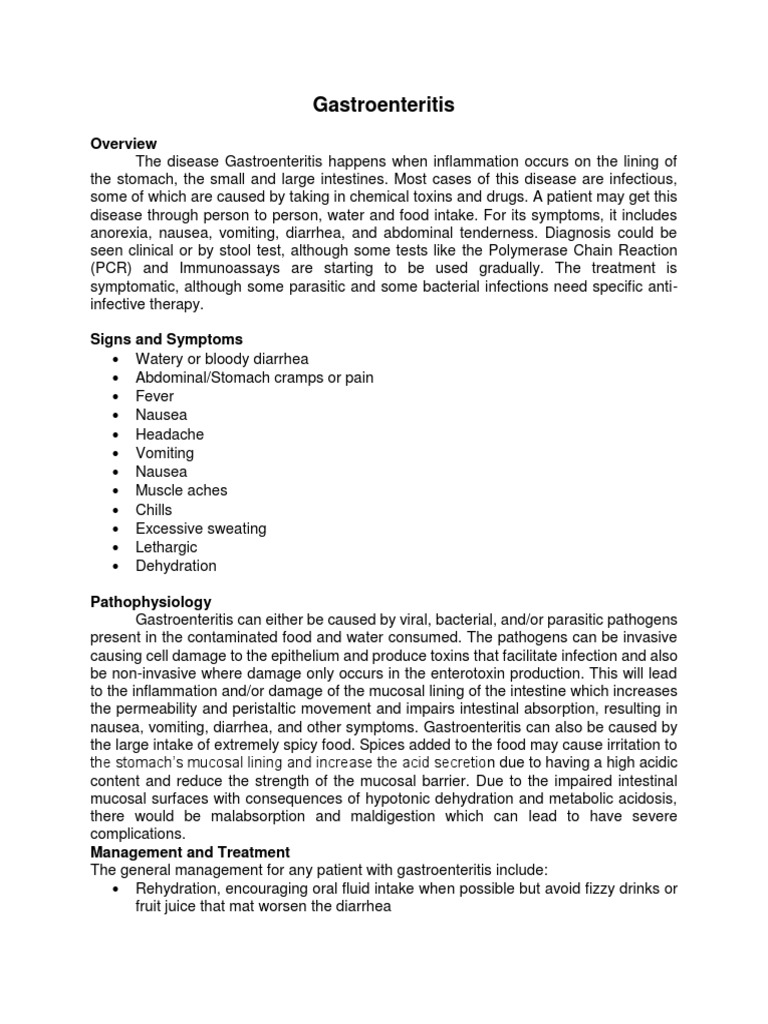 Gastroenteritis | PDF | Nausea | Diarrhea