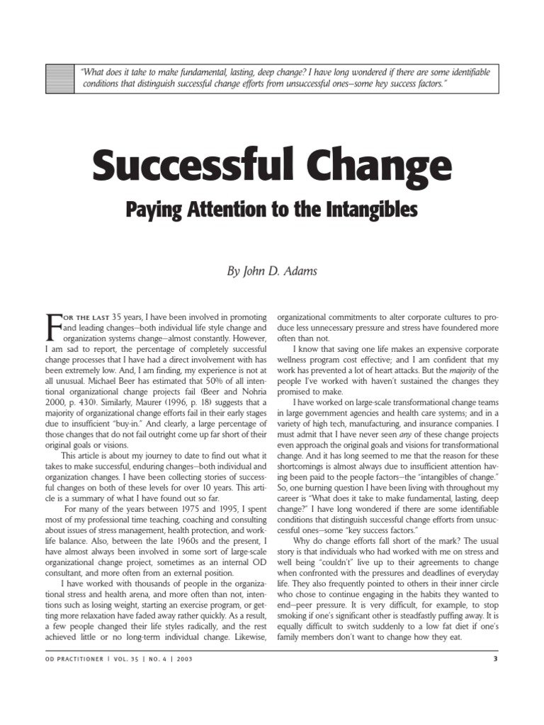 Successful Change 1 | PDF | Habits | Organizational Behavior