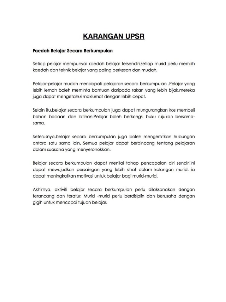 Contoh Karangan Upsr Pdf