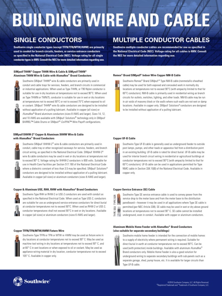 Electrical Wire Descriptions and Types | PDF | Electrical Wiring ...