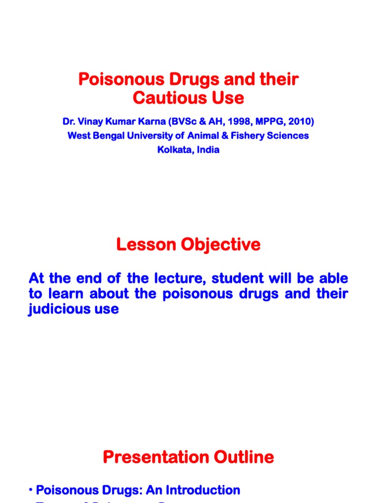 Lecture 9 Poisoning Drugs and Their Cautious Use | PDF | Poison ...