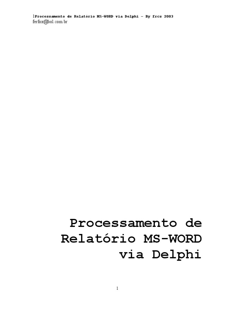 Tutorial Delphi Word | PDF | Tempo | Informática