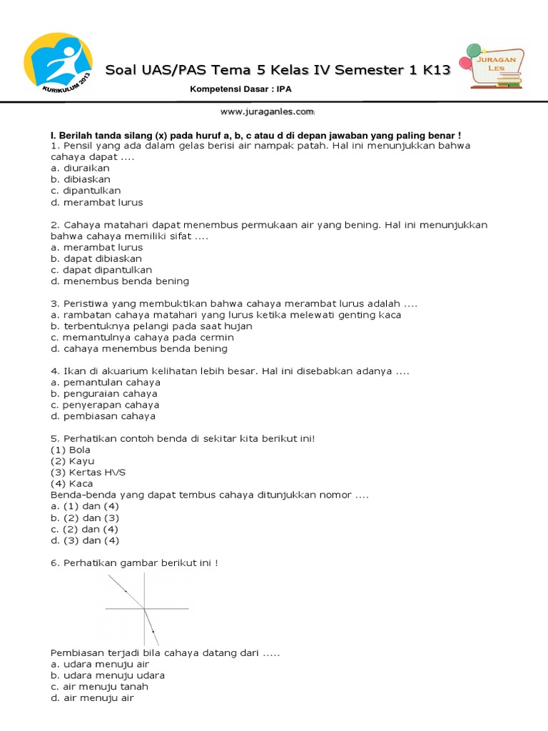 Soal UAS PAS Tema 5 IPA Kelas 4 Semester 1 | PDF