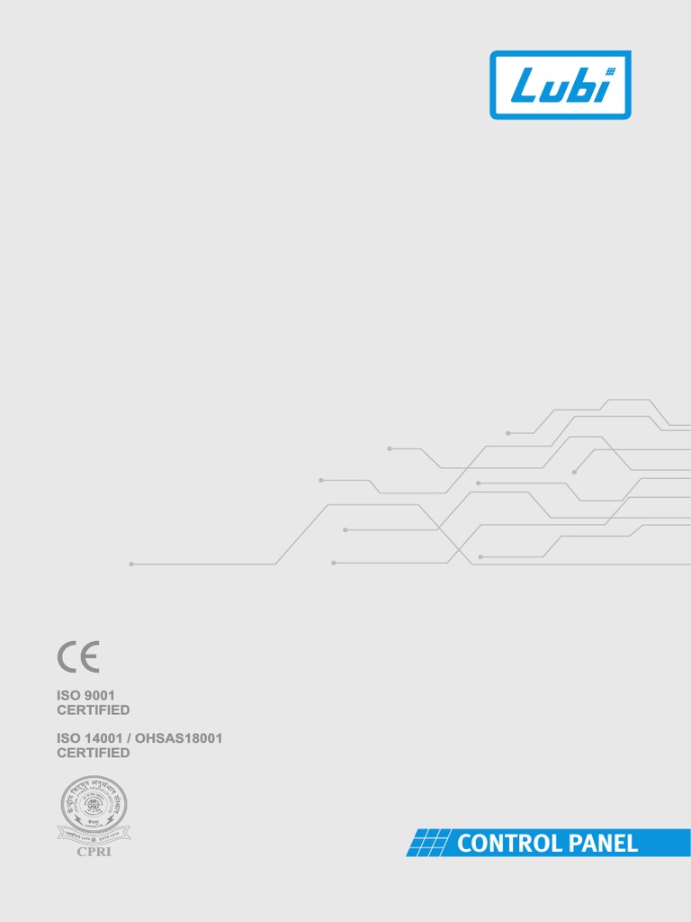 Control Panel: ISO 9001 Certified ISO 14001 / OHSAS18001 Certified ...