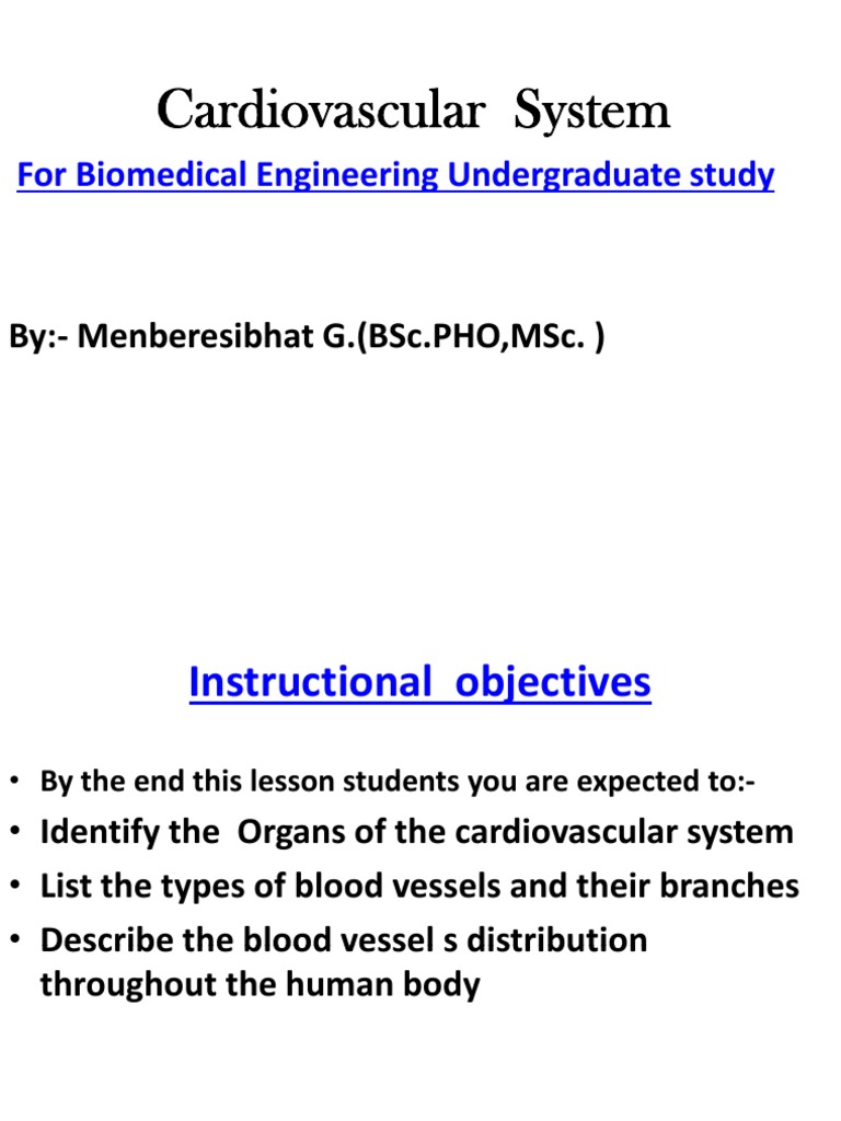 Cardiovascular System: For Biomedical Engineering Undergraduate Study ...