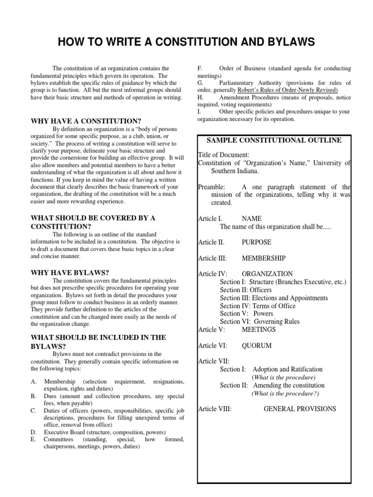 How To Create Your Constitution and By-Laws | PDF | By Law | Committee