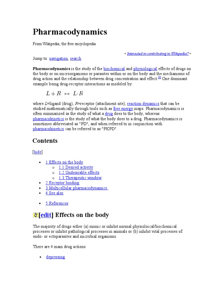 Pharmacodynamics: Pharmacodynamics Is The Study of The | PDF | Receptor ...