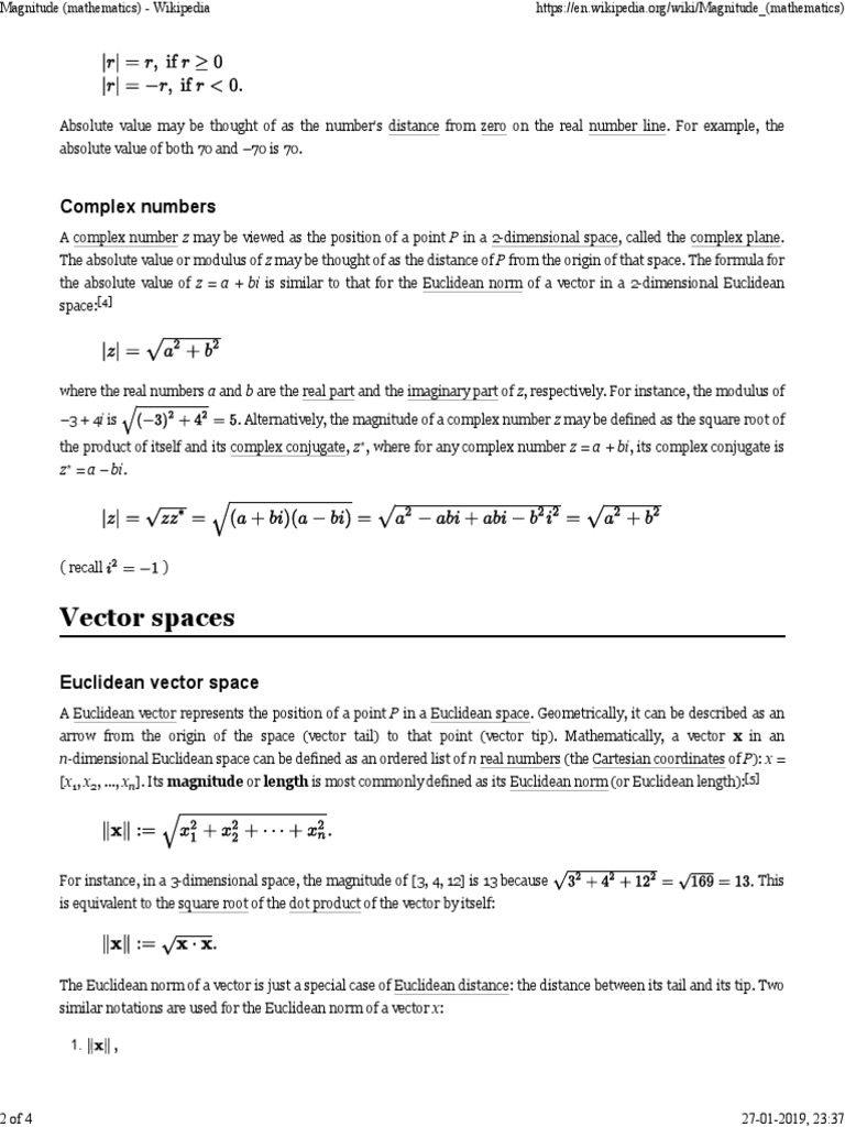 Magnitude of Complex Vectors Explained | PDF