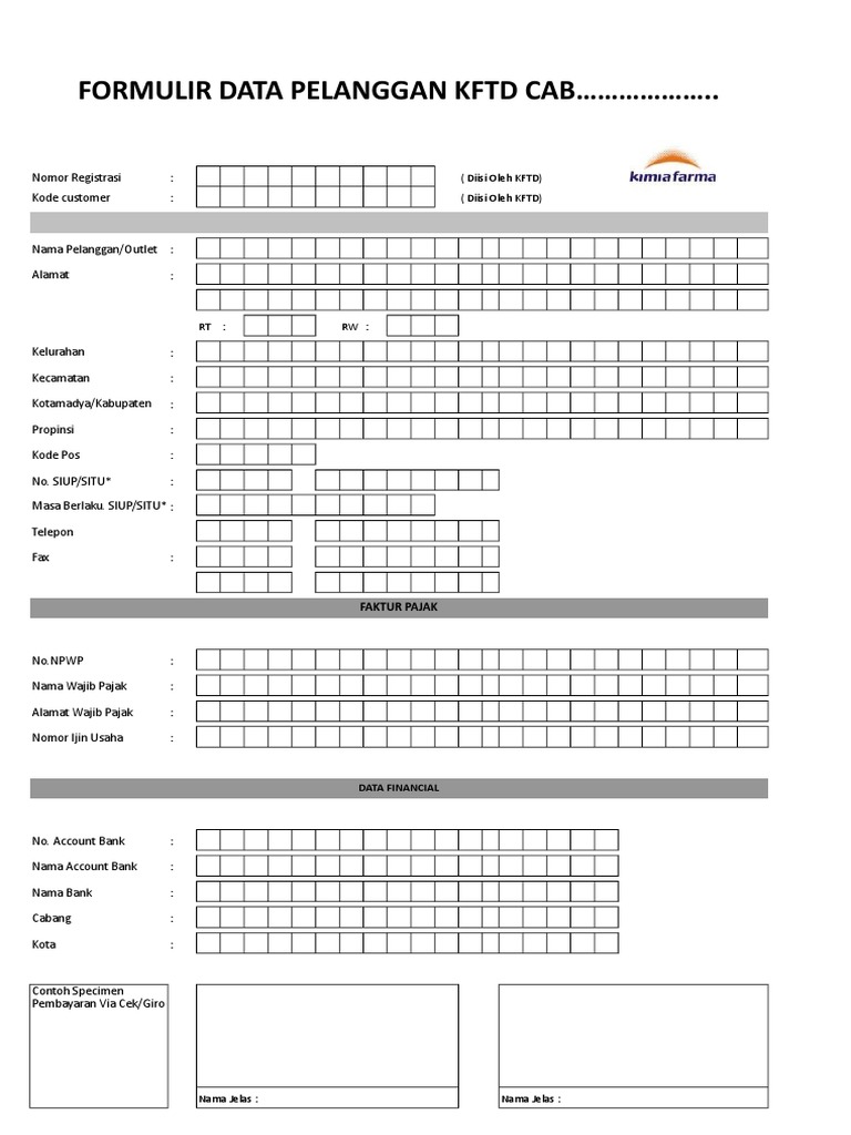 Formulir Data Pelanggan KFTD | PDF
