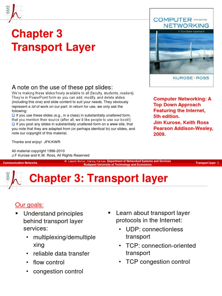 Transport Layer: A Note On The Use of These PPT Slides | Download Free ...