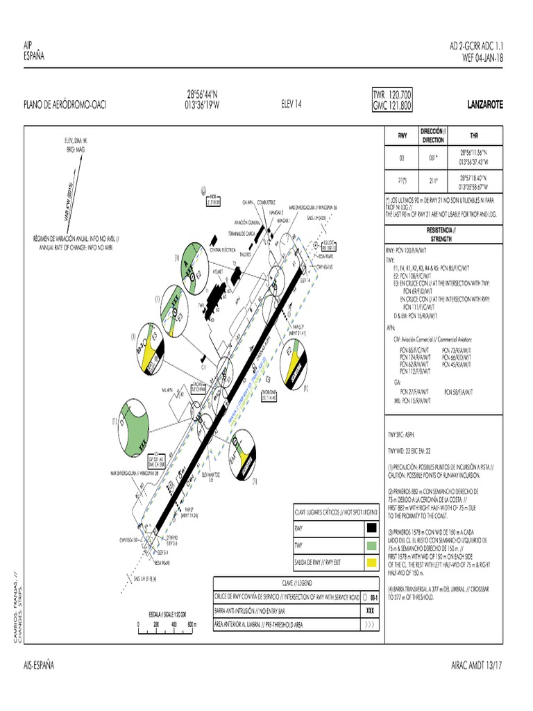 Plan of the Lanzarote Airport Depicting Runway Orientations, Dimensions ...