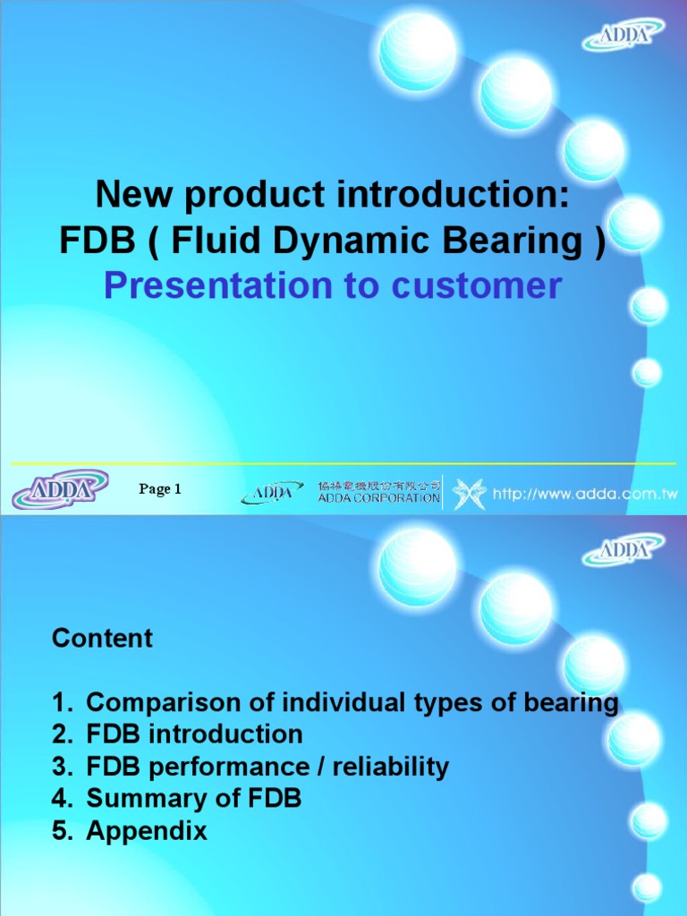 New Product Introduction: FDB (Fluid Dynamic Bearing) : Presentation To ...