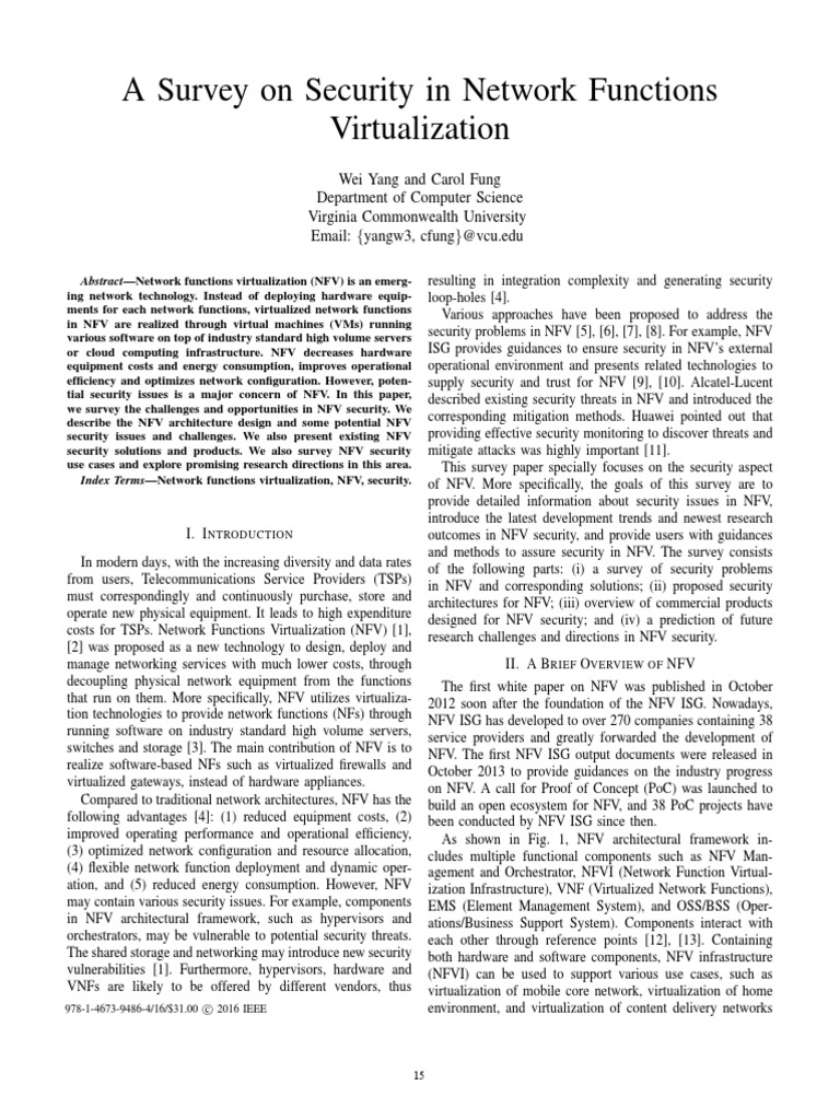 A Survey On Security in Network Functions Virtualization | PDF | Information Age | Data Transmission