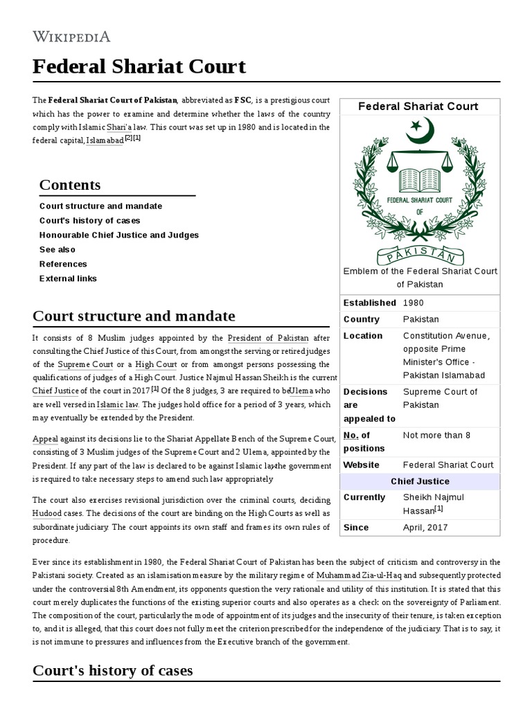 Federal Shariat Court | PDF | Social Institutions | Social Science