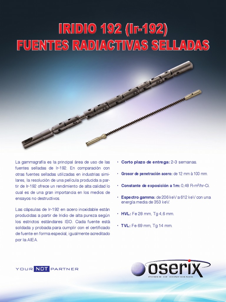 Aplicaciones del Iridio-192 en Gammagrafía | PDF | Átomos | Metales de ...