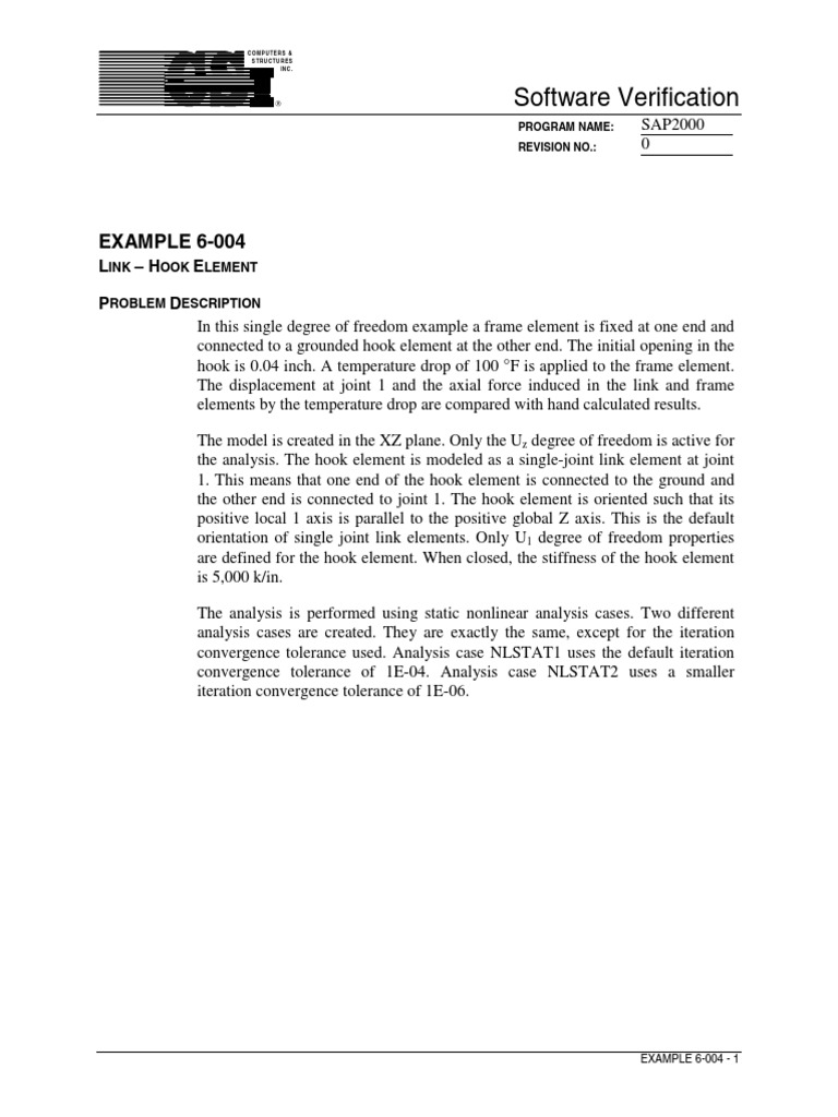 Software Verification: EXAMPLE 6-004 | PDF | Stiffness | Physics
