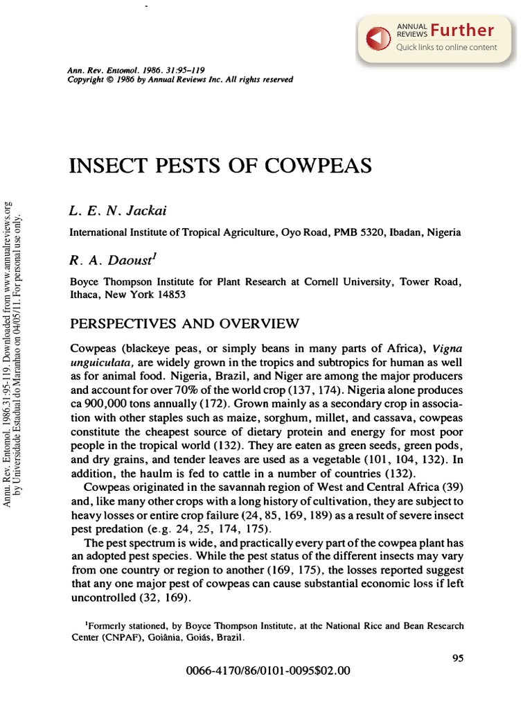 Insect Pests of Cowpeas | PDF | Lepidoptera | Legume
