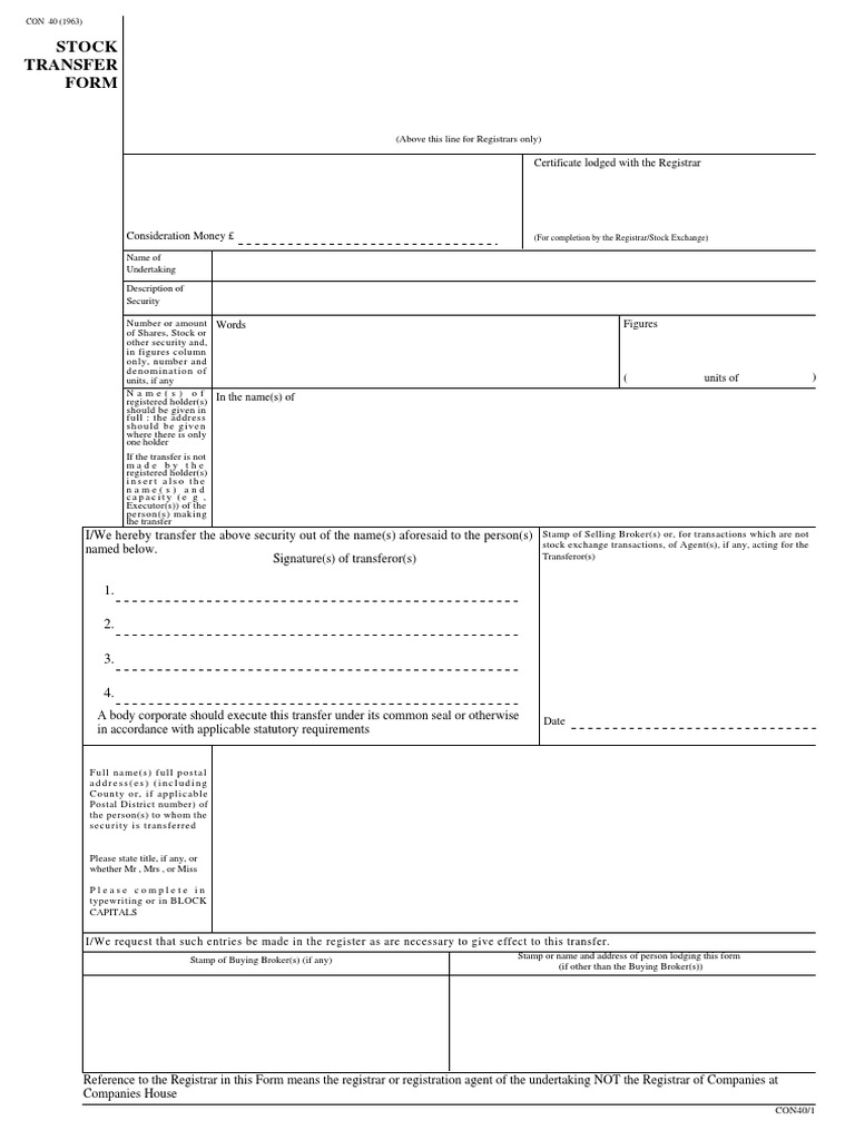 Share Transfer Form PDF | PDF | Stocks | Ad Valorem Tax
